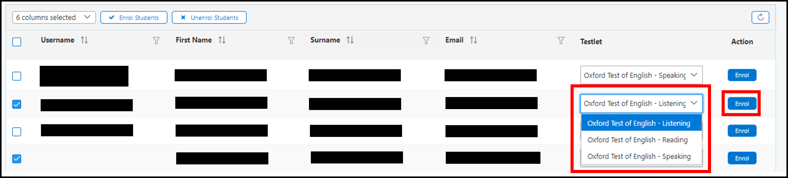 Create a test session
