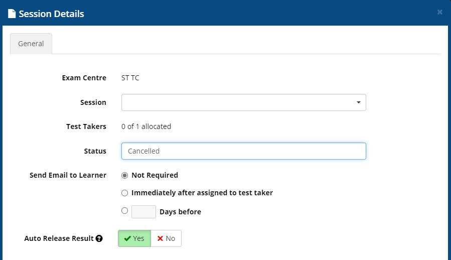Cancel a test session